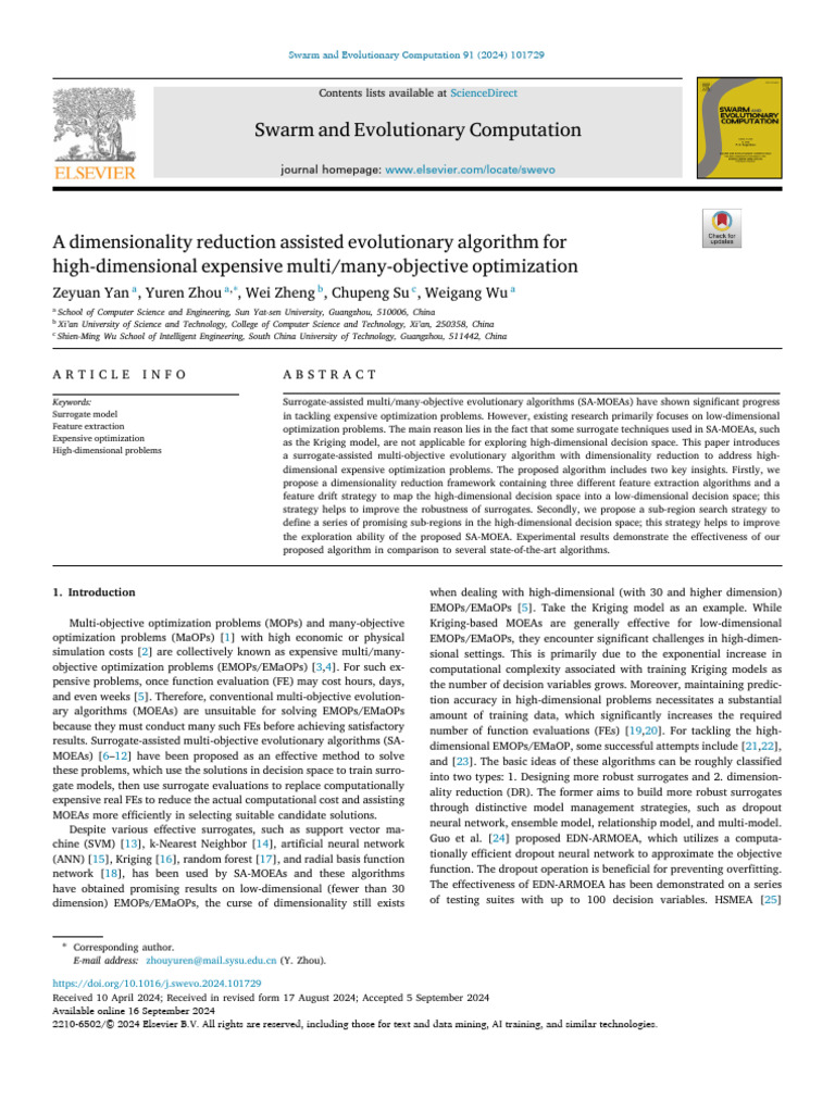 A dimensionality reduction assisted evolutionary algorithm for high-dimensional expensive multi ...