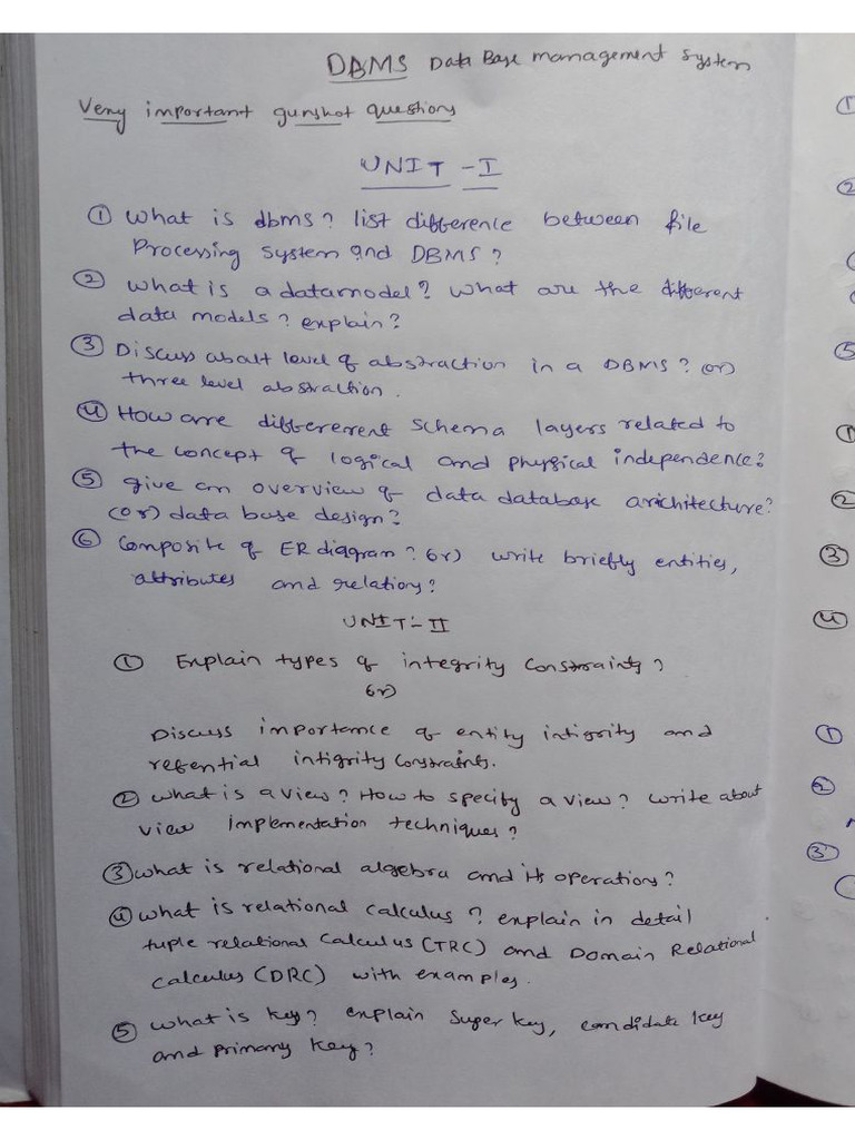 Jntuh r18 DBMS Very Important ??? Questions and Answers With ...