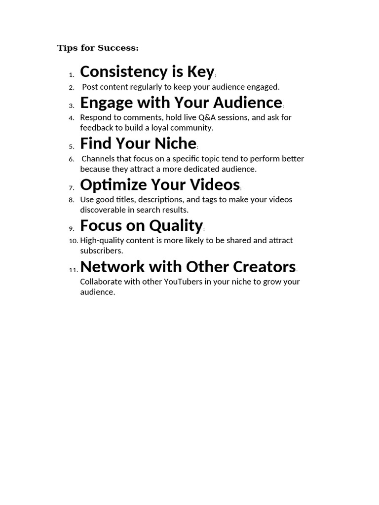 Tips For Success On Youtube | PDF