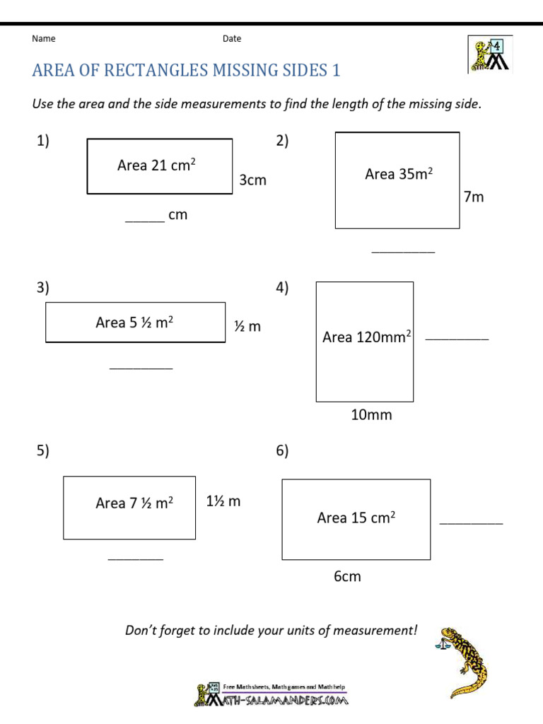 Find Missing Sides of Rectangles | PDF