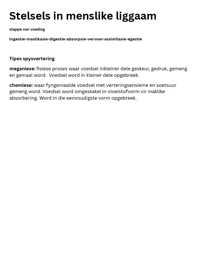 Stelsels in Menslike Liggaam | PDF