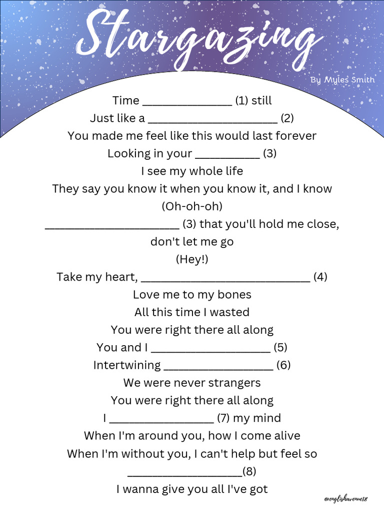 Myles Smith - Stargazing Lyrics | PDF