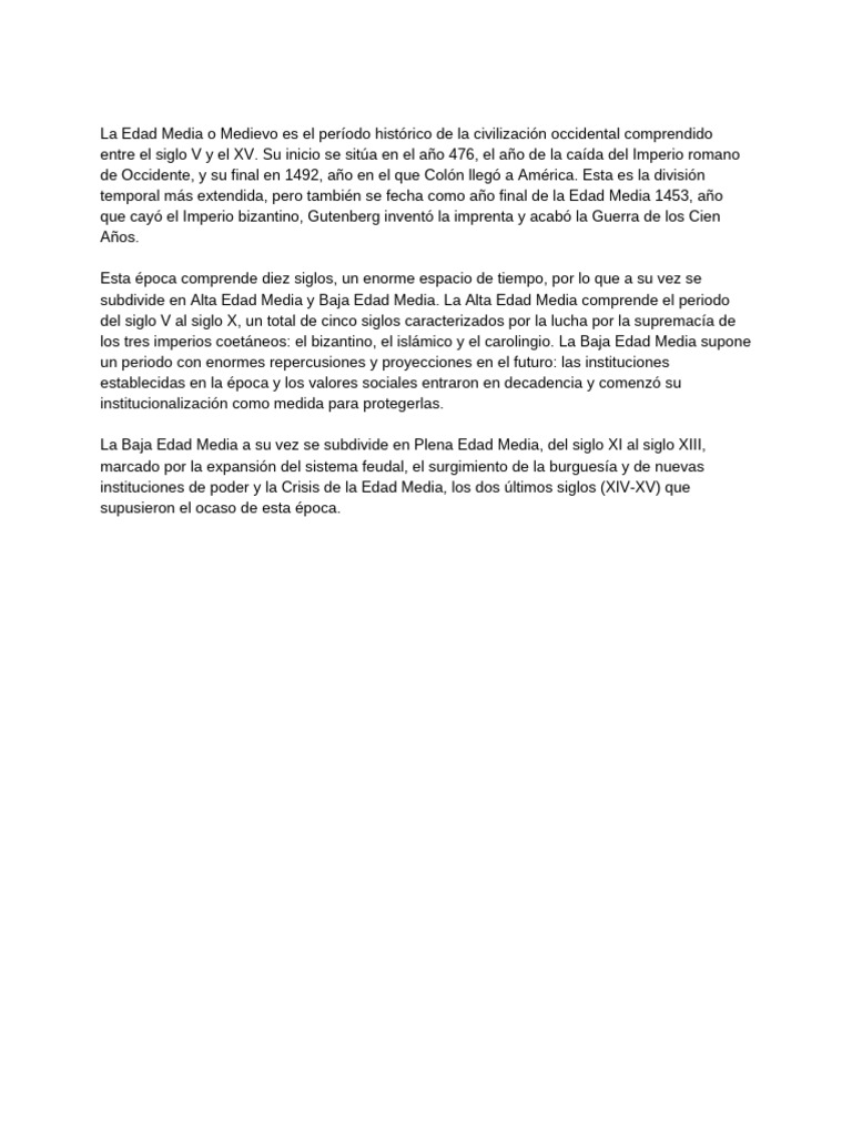 Edad Media 1 | PDF | Edades medias | Mundo occidental
