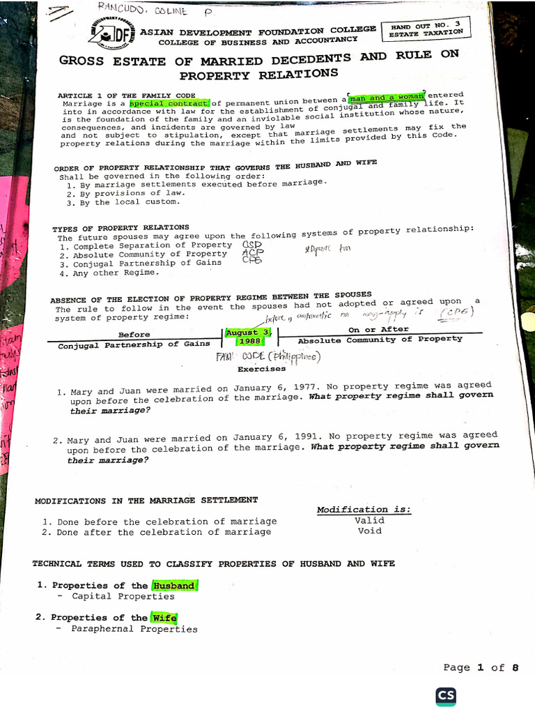 Gross Estate Handout No. 3 | PDF