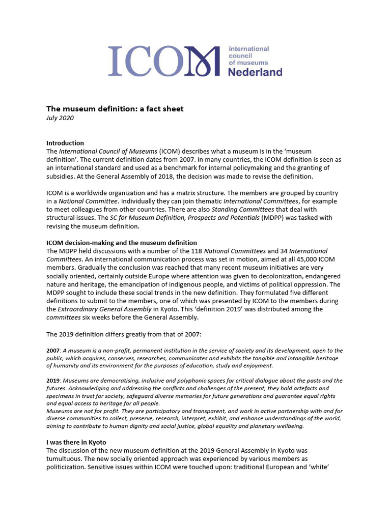 10 07 29 - Fact Sheet Museum Definitie - ENG | PDF