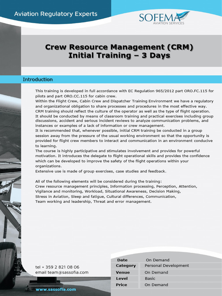 Crew Resource Management CRM Initial Training 3 Days-1 | PDF ...