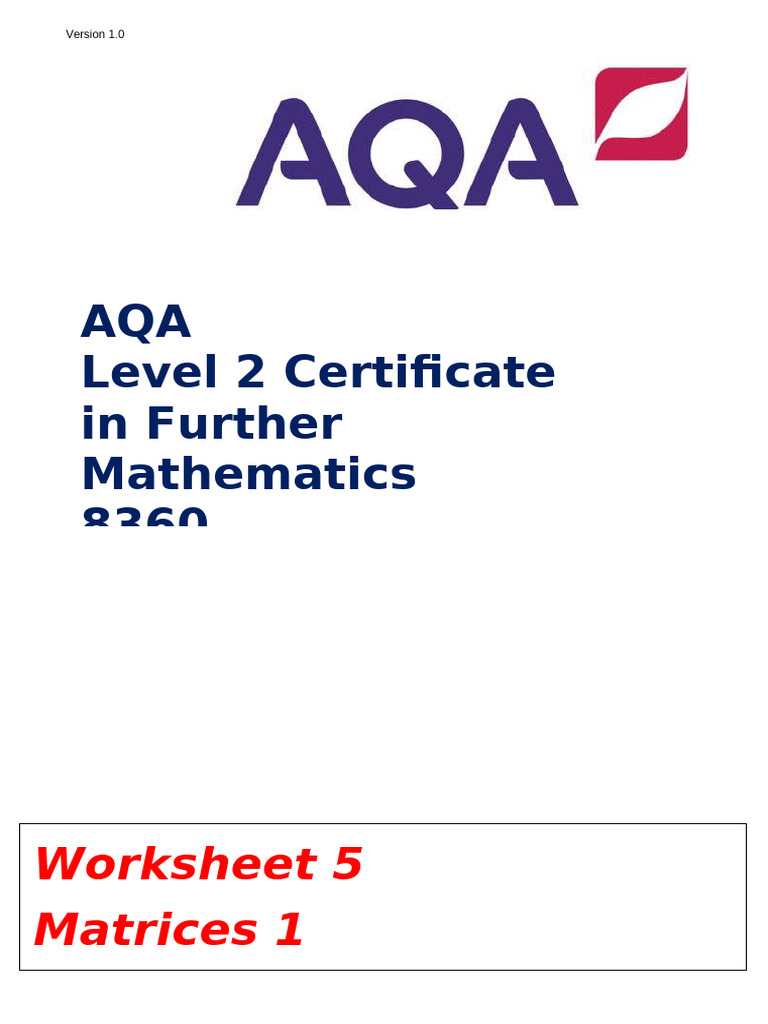 Matrix Multiplication Worksheet | PDF | Mathematical Objects | Applied ...