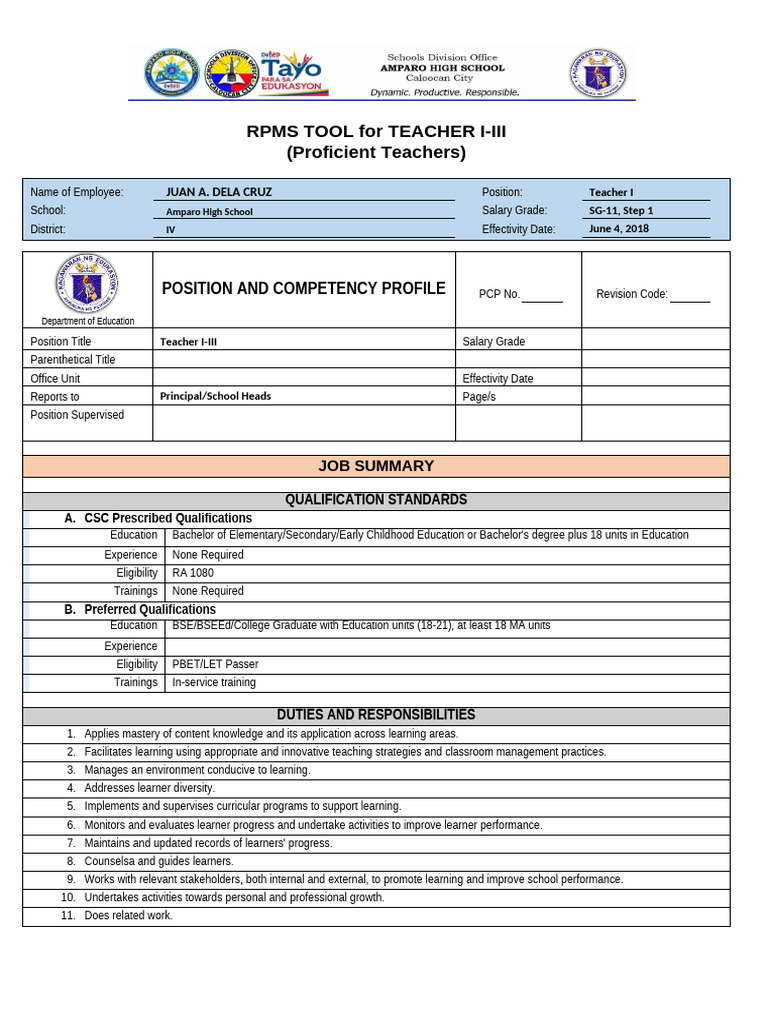 RPMS Tools For Teachers I To III | PDF | Teachers | Educational Technology