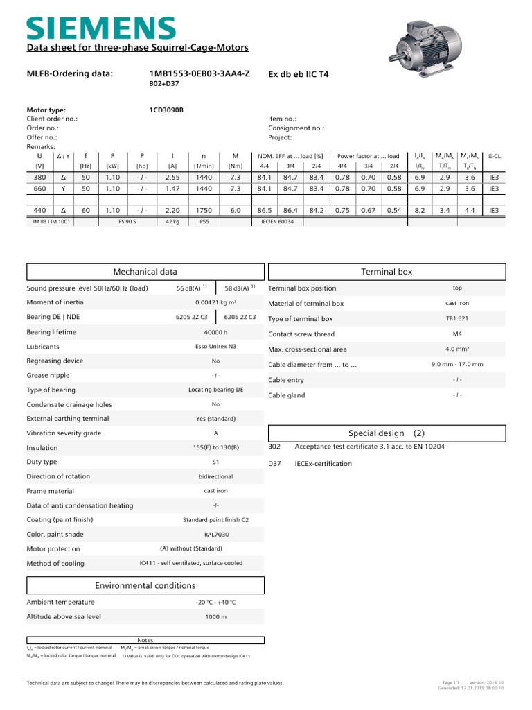 Motor Datasheet - 1MB1553-0EB03-3AA4-Z_B02+D37 | PDF | Manufactured ...
