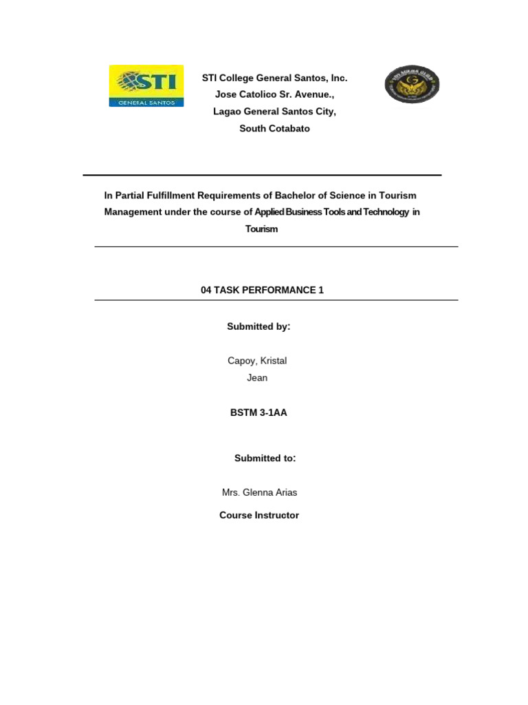 Capoy - 04 Task Performance 1 | PDF | Travel Agency | Business