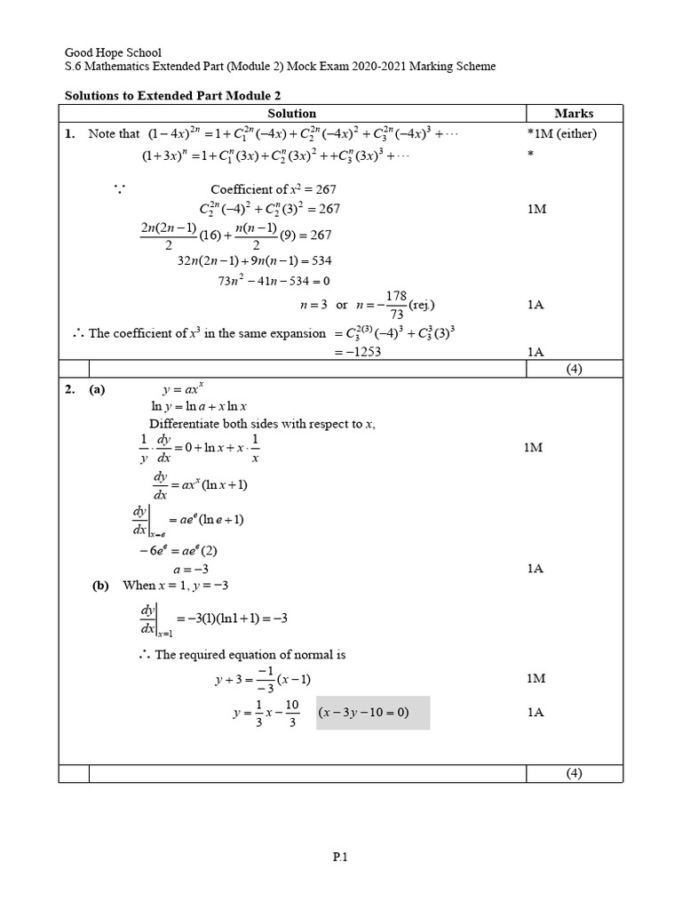 6FM2 MockExam 2020 21 MS | PDF | Tangent | Mathematical Analysis