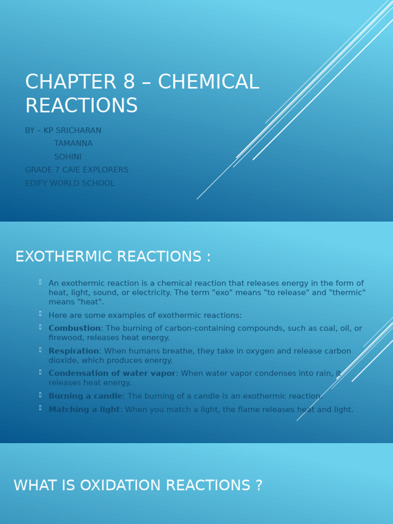 Chapter 8 - Chemical Reactions | PDF | Combustion | Chemical Reactions