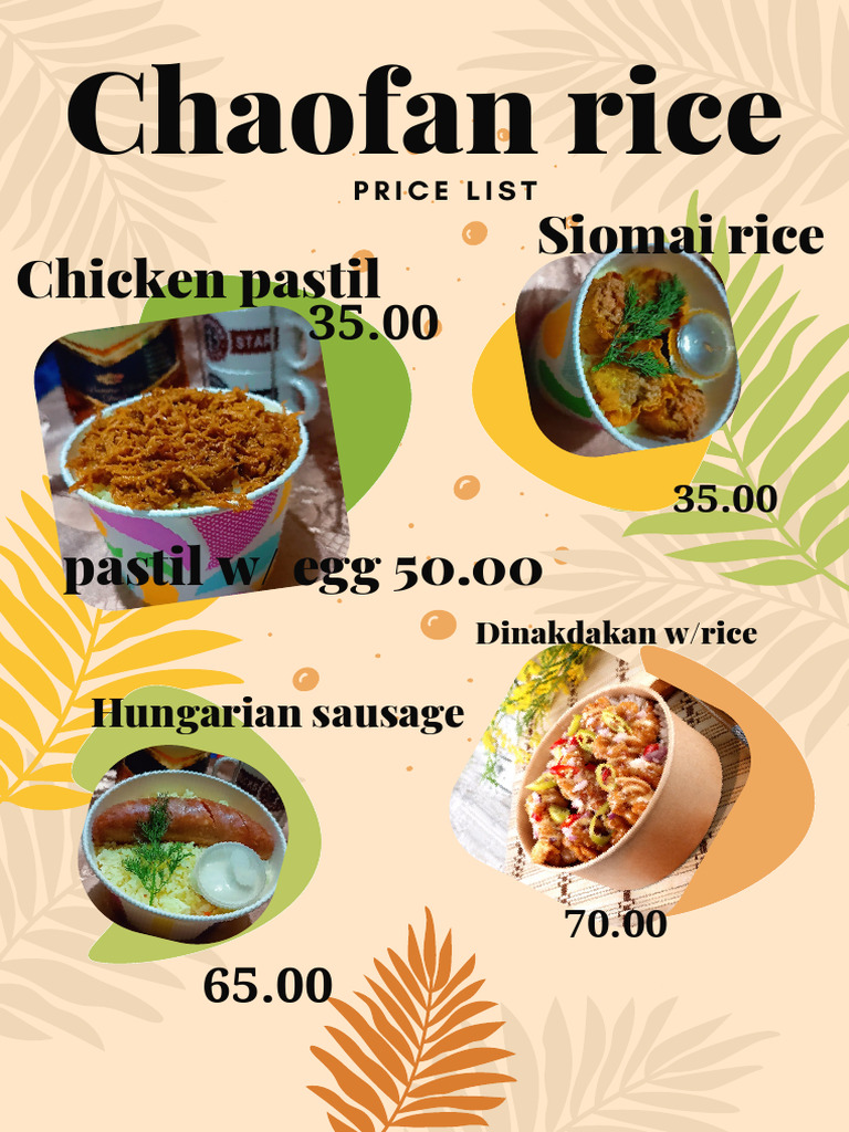 Yellow Green Colorful Asian Food Menu - 20250213 - 145324 - 0000 | PDF