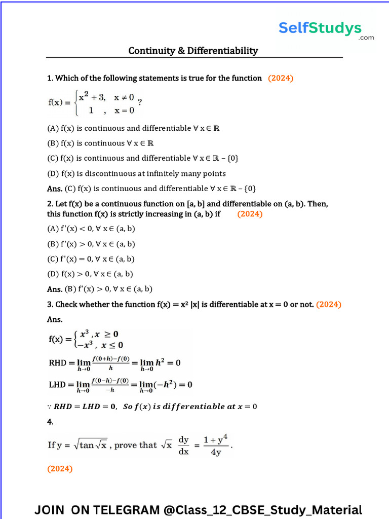Continuity and Differentiability Explained | PDF