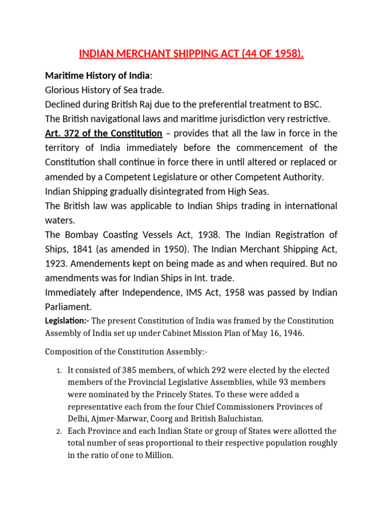 Indian Merchant Shipping Act | PDF | Ships | British Raj