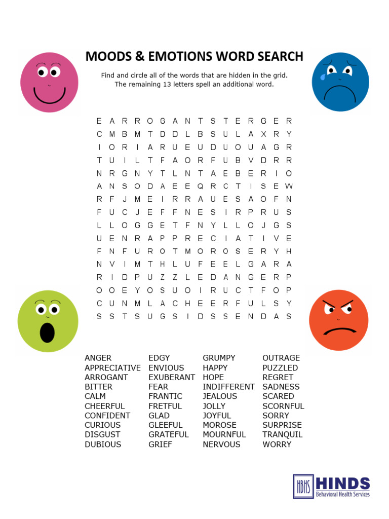 Moods Emotions Word Search | PDF