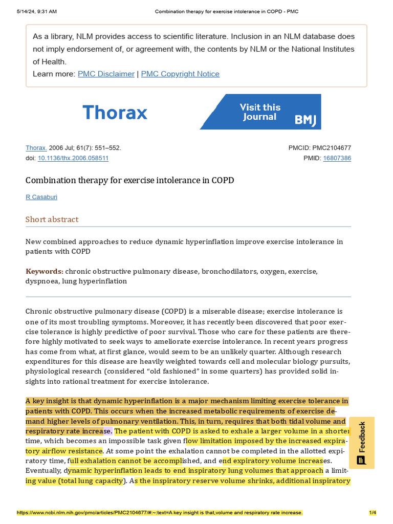 Combination Therapy for Exercise Intolerance in COPD - PMC | PDF ...