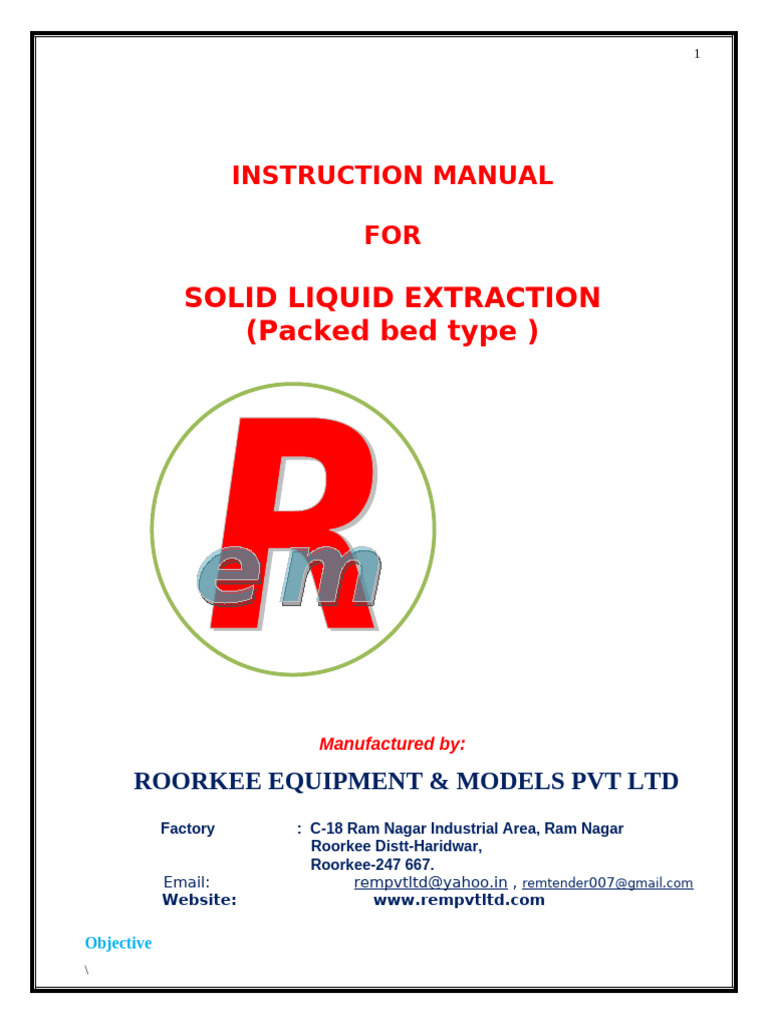 Solid liquid extr- packed bed type | PDF | Solubility | Liquids