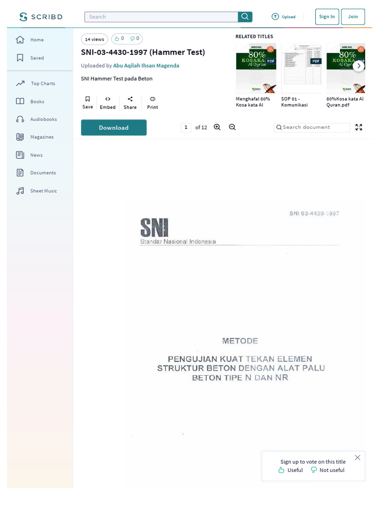 Sni 03 4430 1997 Hammer Test | PDF | Written Communication | Publishing