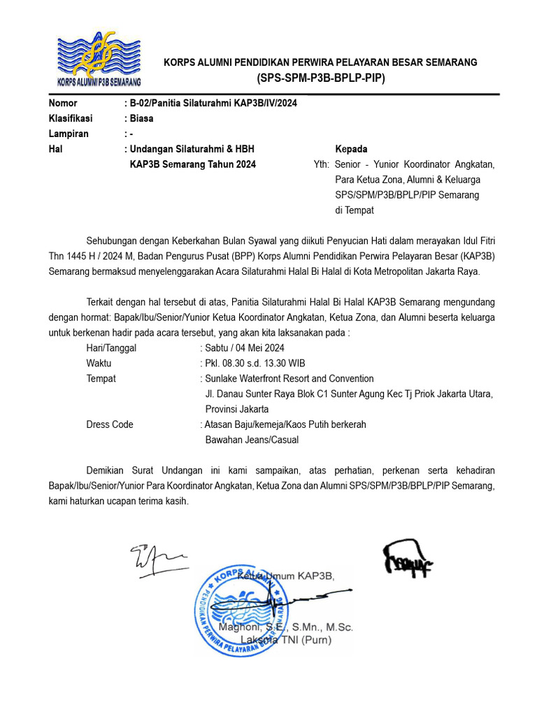 Surat Undangan HBH 2024 Umum | PDF