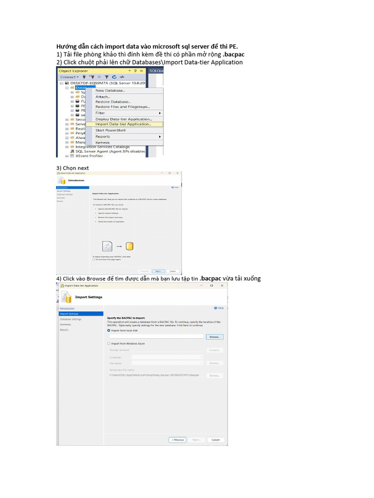 6657b23376e9cbdf119a0b3a Huong Dan Import Data Vao SQL Server | PDF