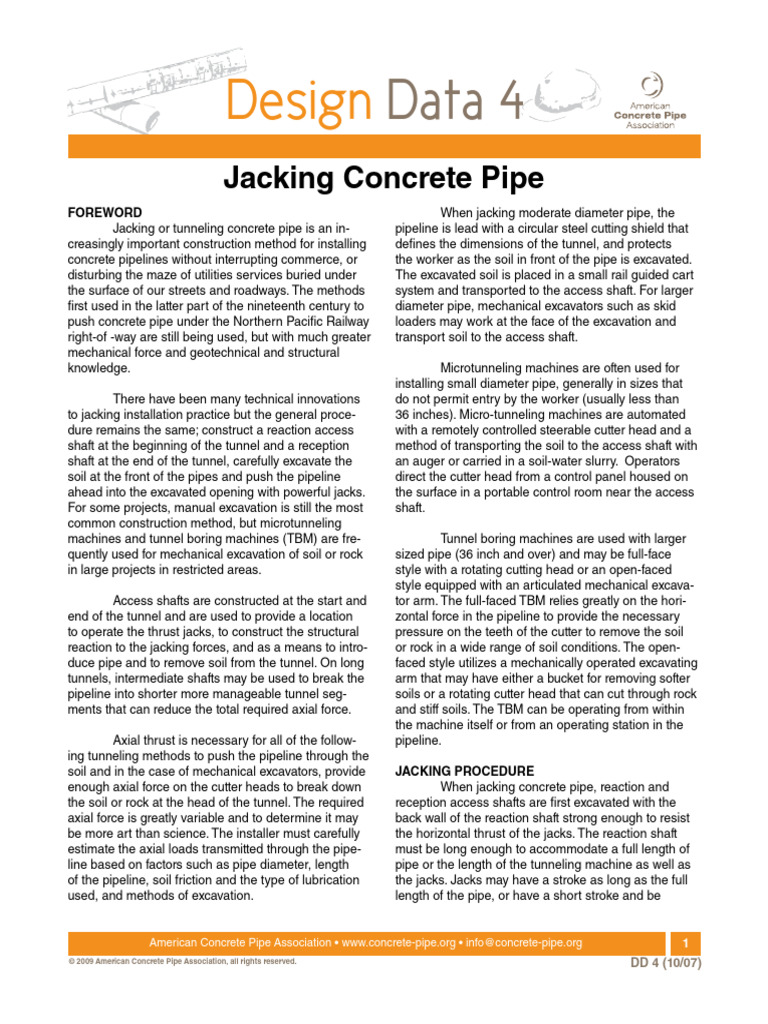 Jacking Concrete Pipe Installation Guide | PDF | Stress (Mechanics ...