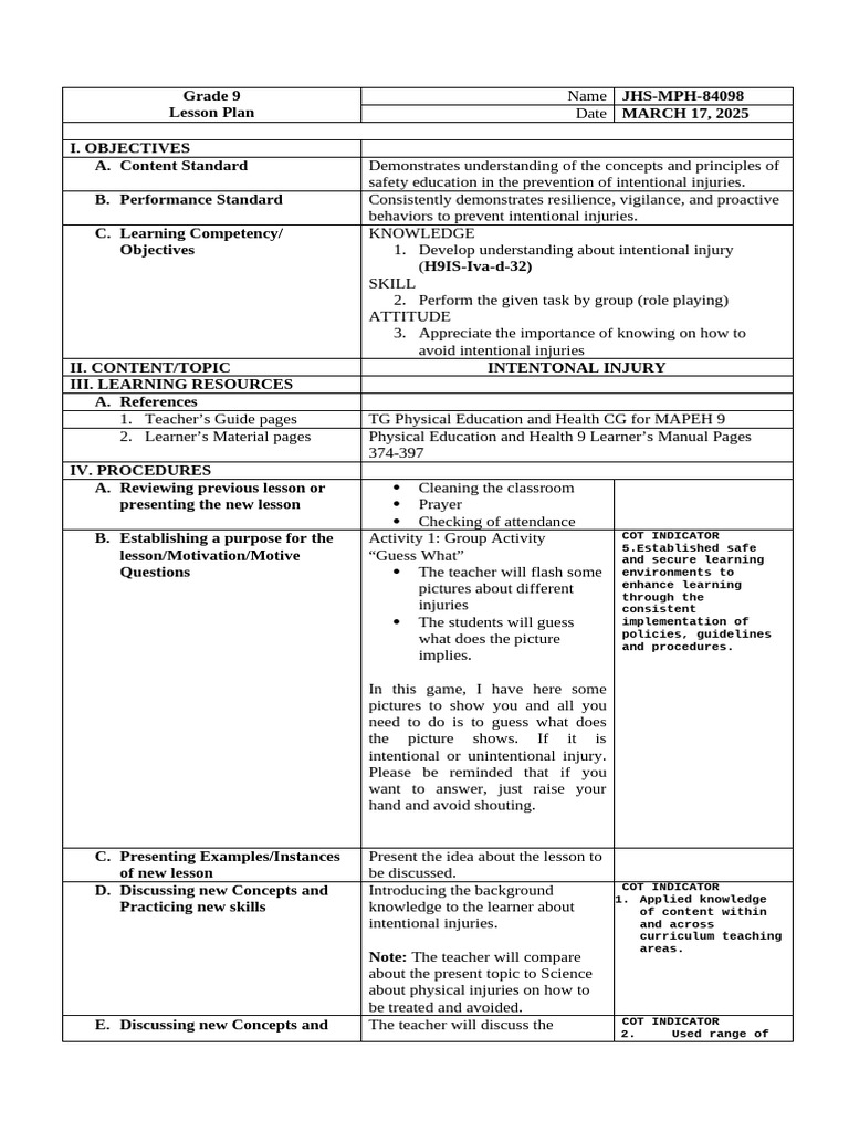 Grade 9 Health-LAILAH | PDF | Learning | Teachers