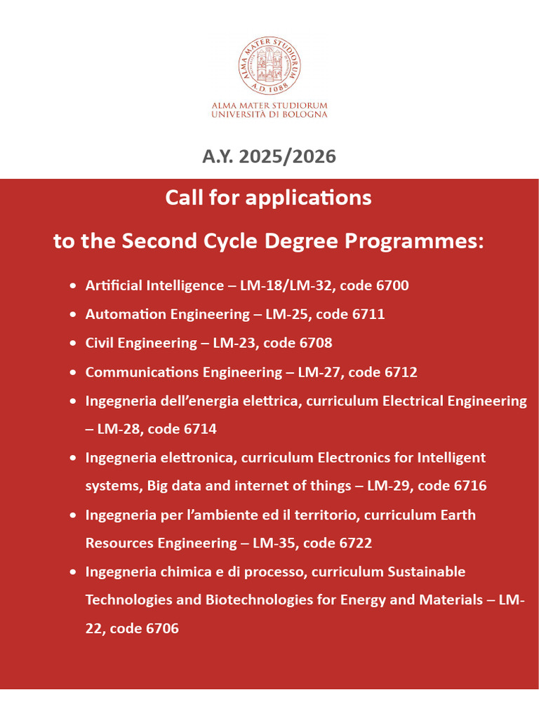 Unibo Application Deadlines 2026 | PDF | Academic Degree