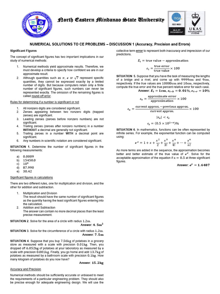 1 | PDF | Accuracy And Precision | Significant Figures