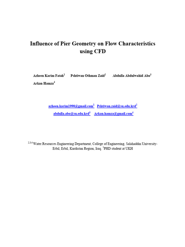 Pier Shape Impact on Flow Dynamics | PDF | Navier–Stokes Equations ...
