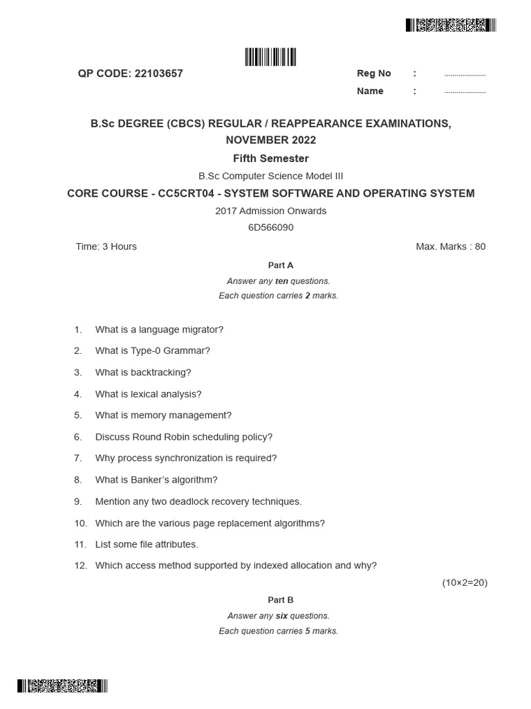 c5 System Software and Operating System Nov 2022 | PDF | Operating ...