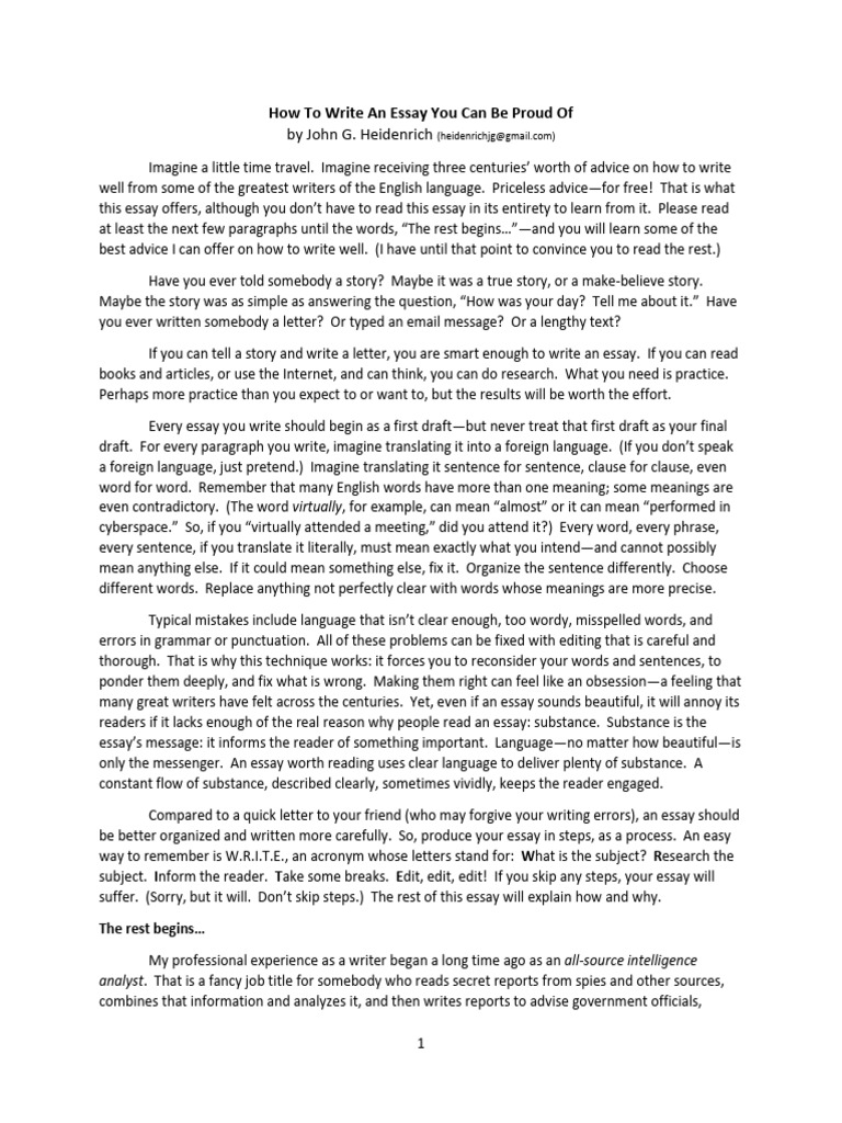 How To Write An Essay You Can Be Proud of | PDF | Essays | Non Fiction