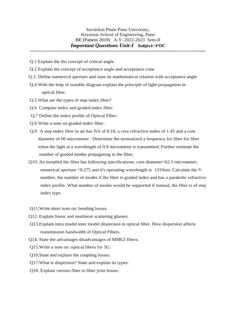 Important FOC Questions for BE Sem-II | PDF