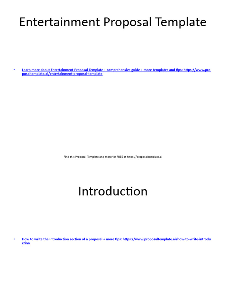 Entertainment Proposal Template Guide | PDF | Jazz | Popular Music