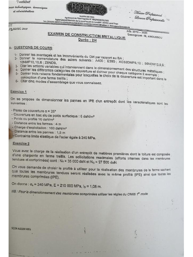 Épreuves LP2 GC | PDF