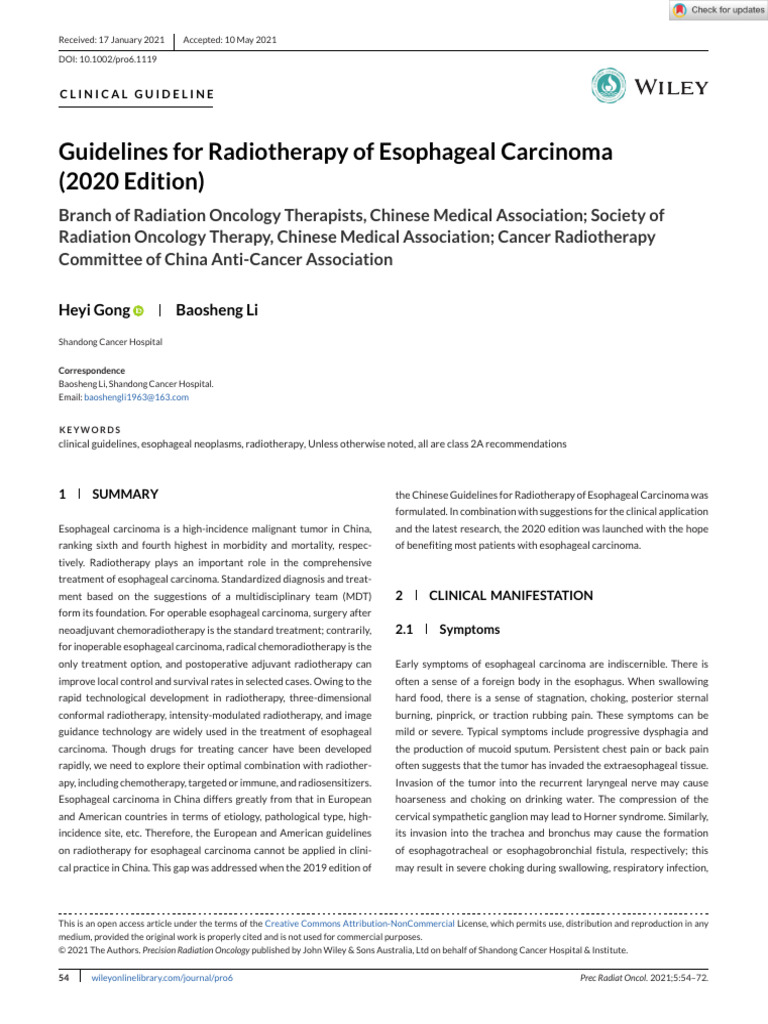 Precision Radiation Oncology - 2021 - Gong - Guidelines for ...