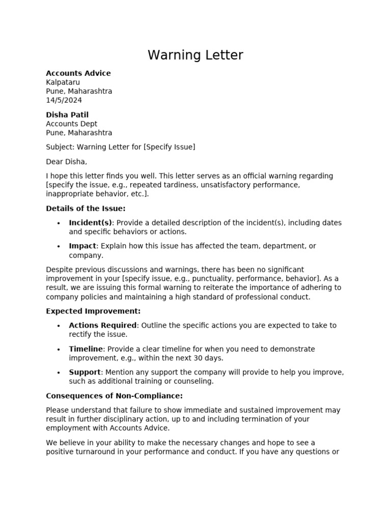 Warning Letter | PDF | Employment | Business