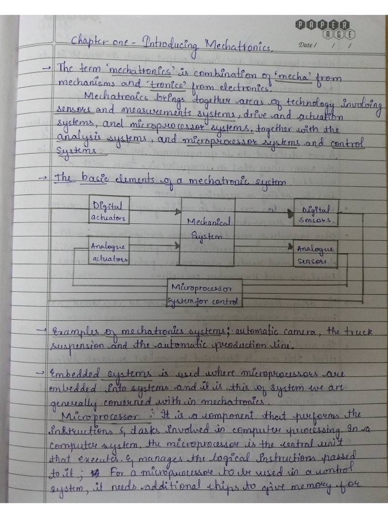 Written Notes Introduction To Mechatronics | PDF