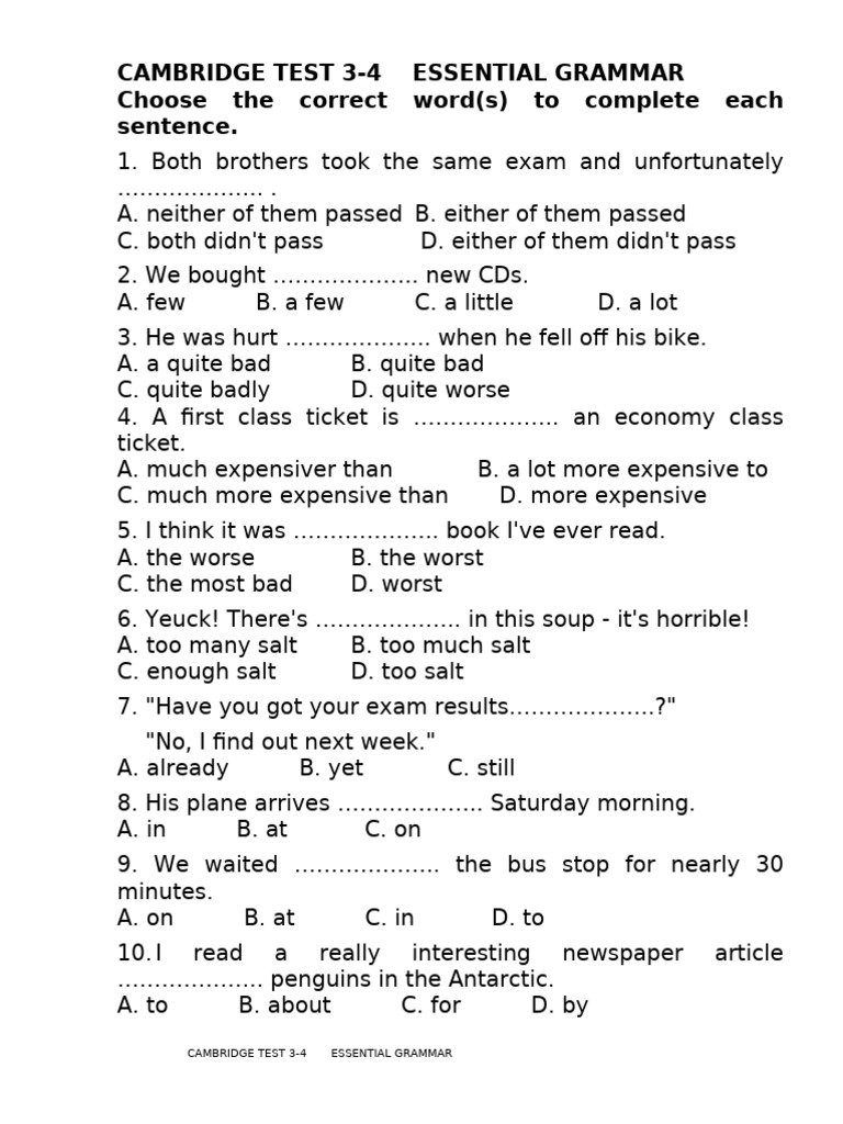 Cambridge Test 3-4 | PDF