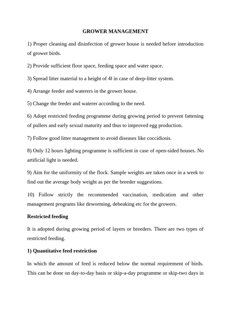 Grower and Layer Management Guide | PDF | Chicken | Birds