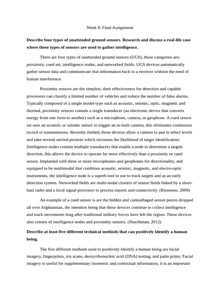 W8 Finall Assignment | PDF | Biometrics | Fingerprint W8 Finall Assignment | PDF | Biometrics | Fingerprint