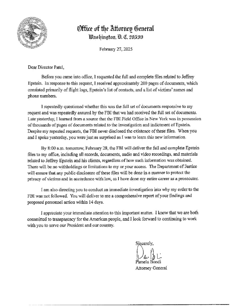 Letter from Attorney General to FBI Director | PDF
