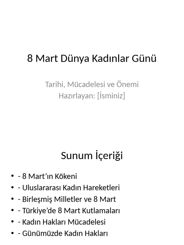8 Mart Kadinlar Gunu Sunumu | PDF