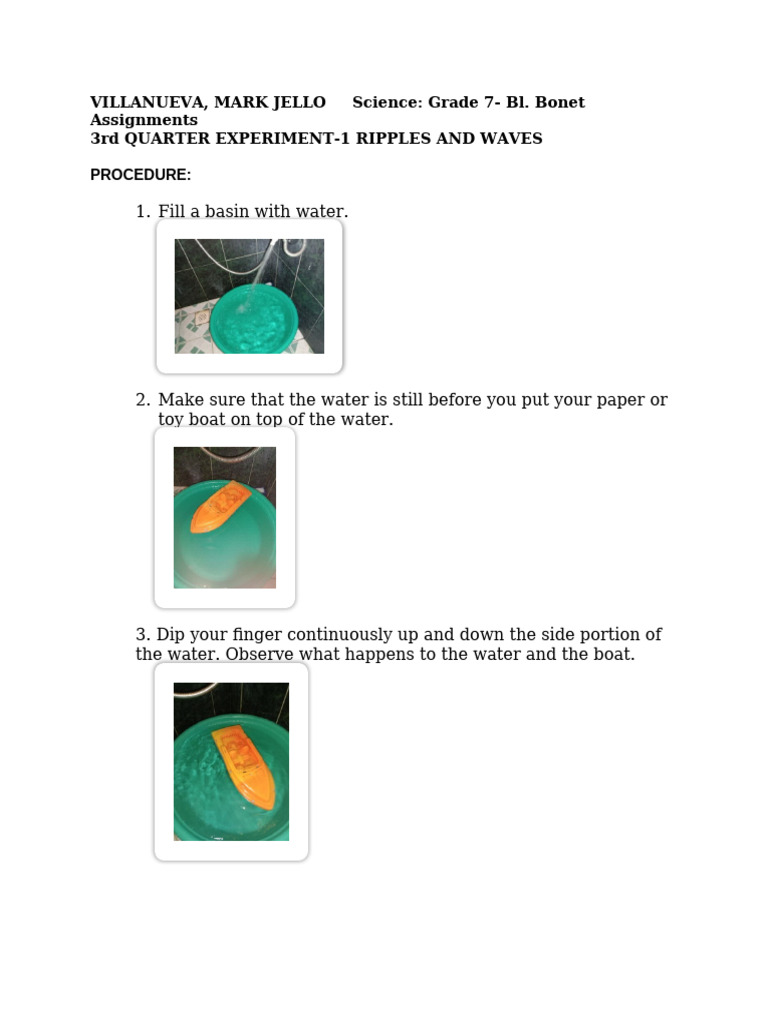 3rd QUARTER EXPERIMENT-1 RIPPLES AND WAVES | PDF