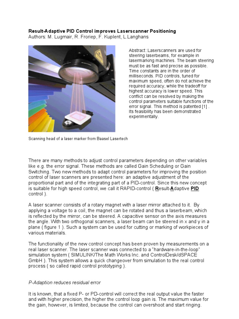 Result-Adaptive PID Control | PDF | Image Scanner | Electrical Engineering