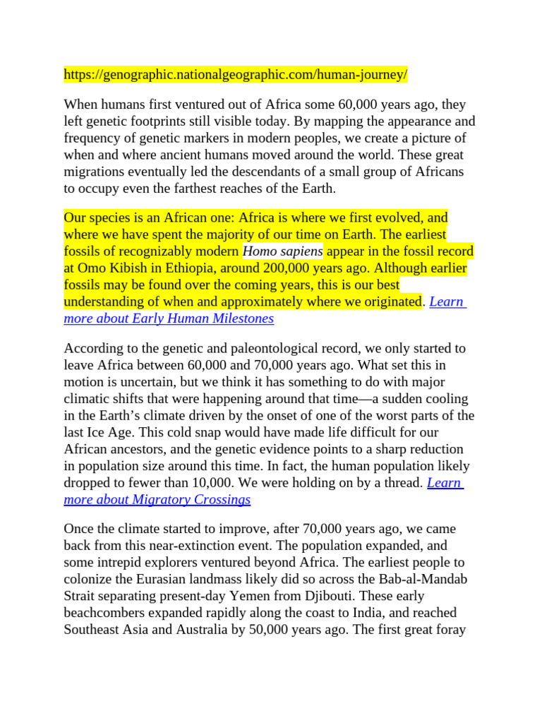 Human Migration from Africa Explained | PDF | Human | Physical Geography