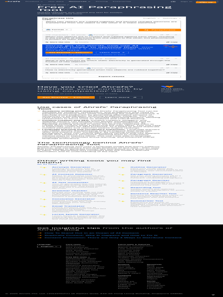 Free AI Paraphrasing Tool | PDF | Search Engine Optimization ...