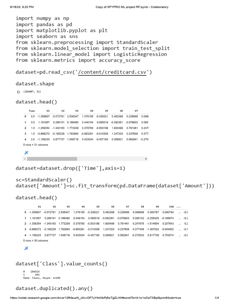 SPYPRO ML Project: Fraud Detection | PDF | Visual Cortex