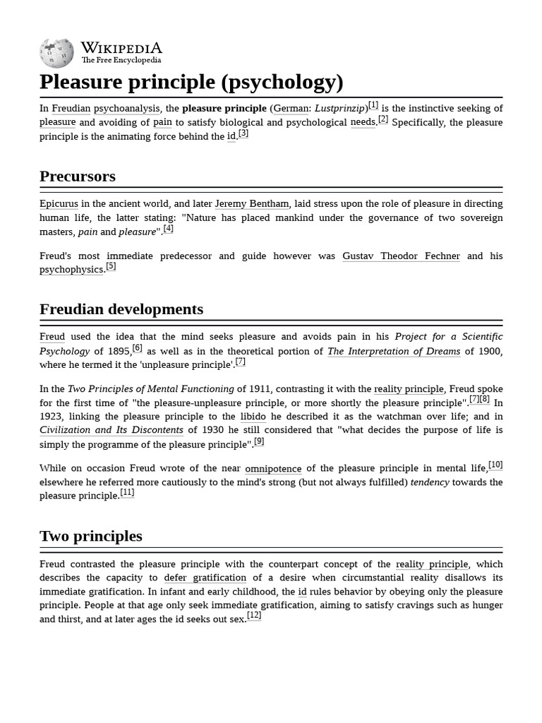 Pleasure Principle (Psychology) | PDF | Psychoanalytic Schools ...