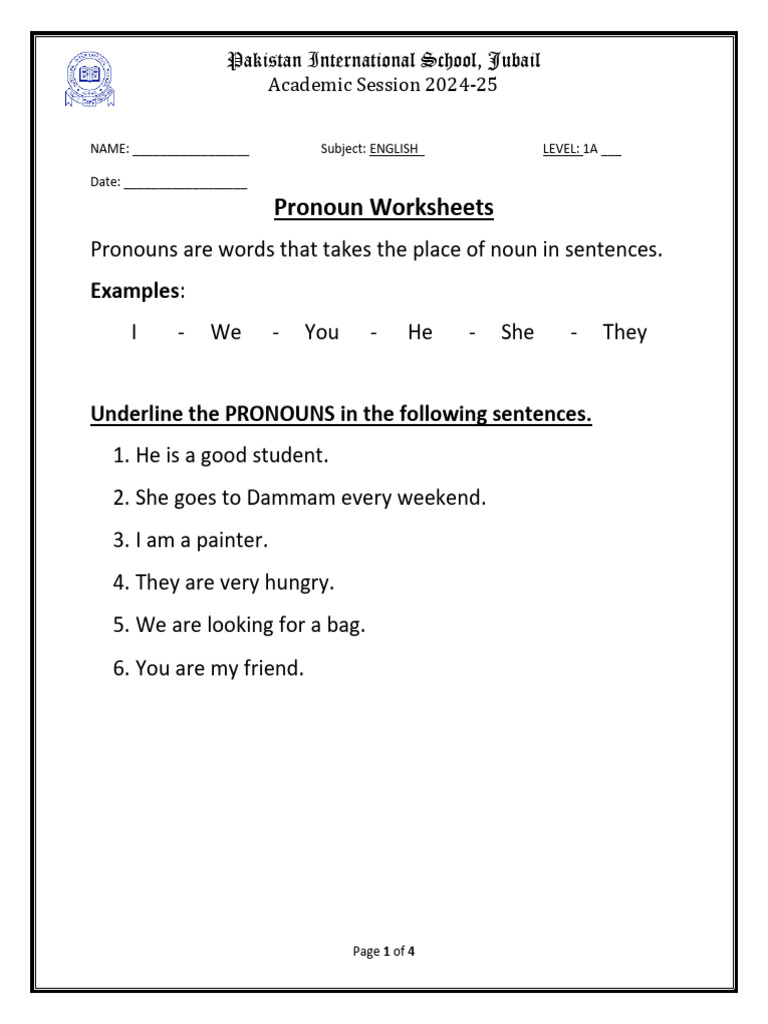 Pronoun Worksheet :) | PDF